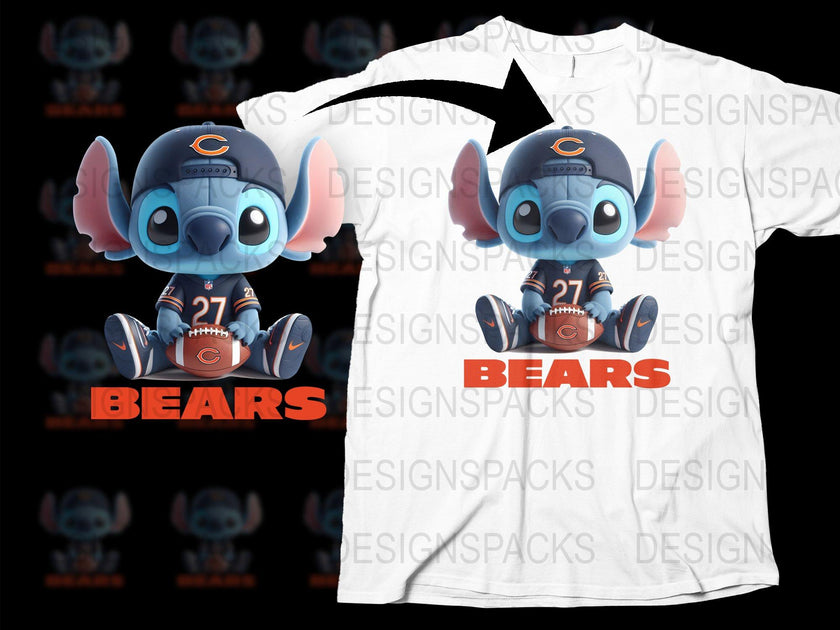 Cute Chicago Bears Character Design Png Digital Download