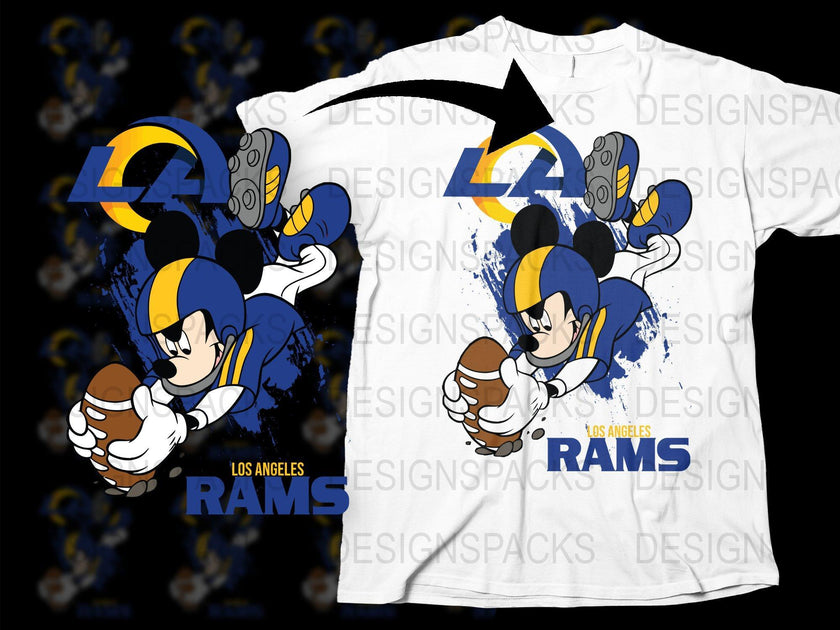 Mickey Football Touch Down LOS ANGELES RAMS Team Png Digital Download