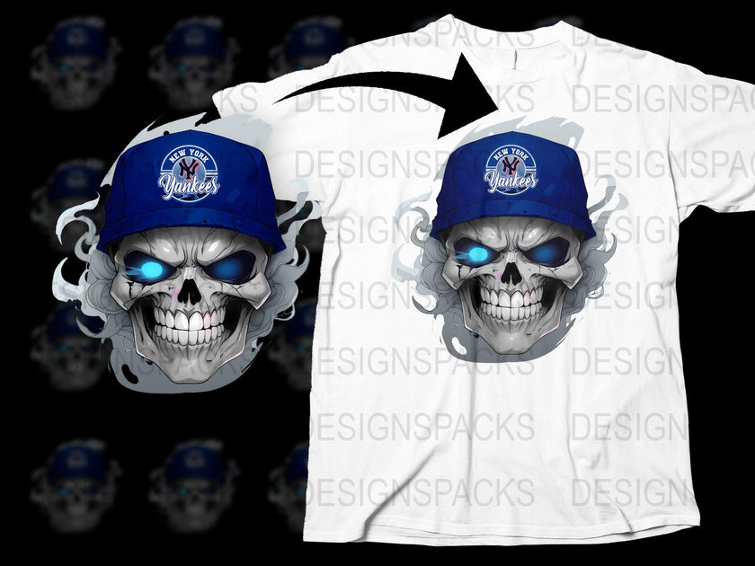 New York Yankees Skull Graphic Design Png Digital Download