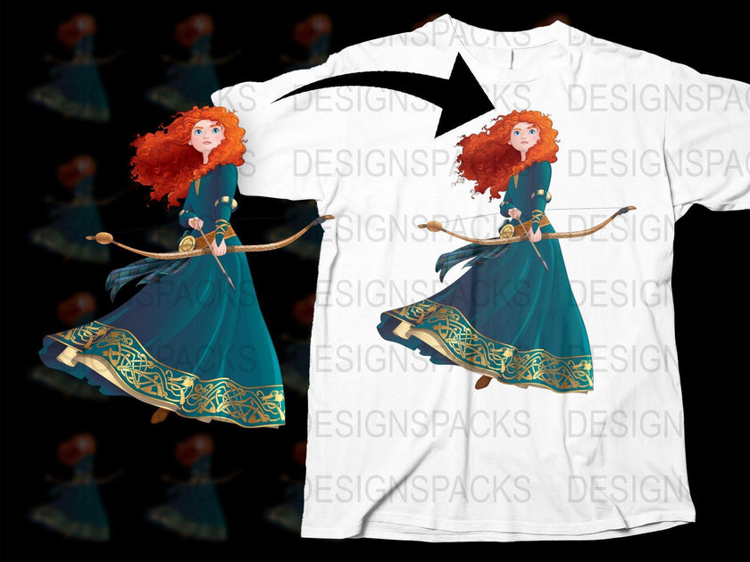 Brave Princess Merida with Bow Design Png Digital Download