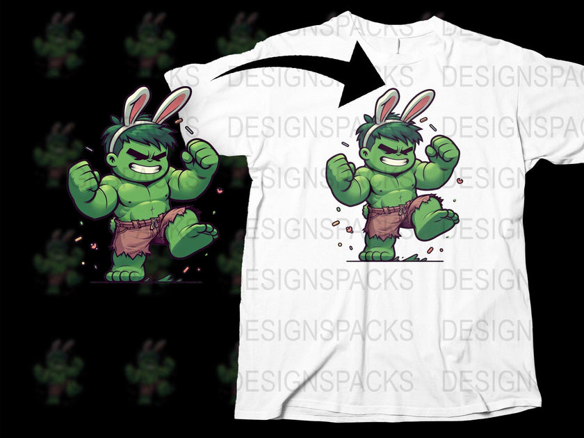 Fun Hulk Easter Bunny Ears Graphic Png Digital Download