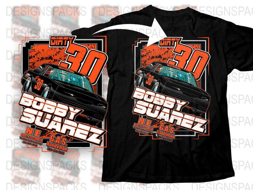 Vintage Racing Car Dirty 30 Bobby Suarez Graphic Png Digital Download