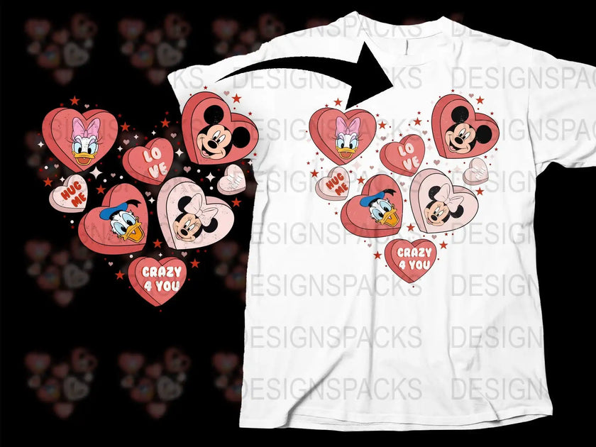 Valentine's Day Disney Character Heart Png Digital Download