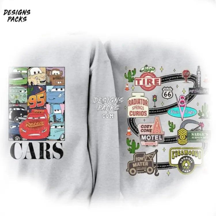 Cars Movie Radiator Springs Cartoon Vintage Cars PNG Design