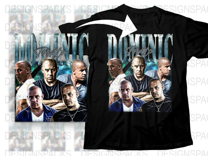 Dominic Toretto Fast Saga Bootleg Fan Art Design Png Digital Download
