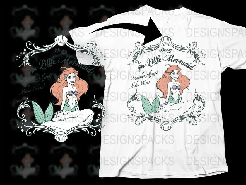 Ariel Sparkles Always Make Waves Disney Png Digital Download