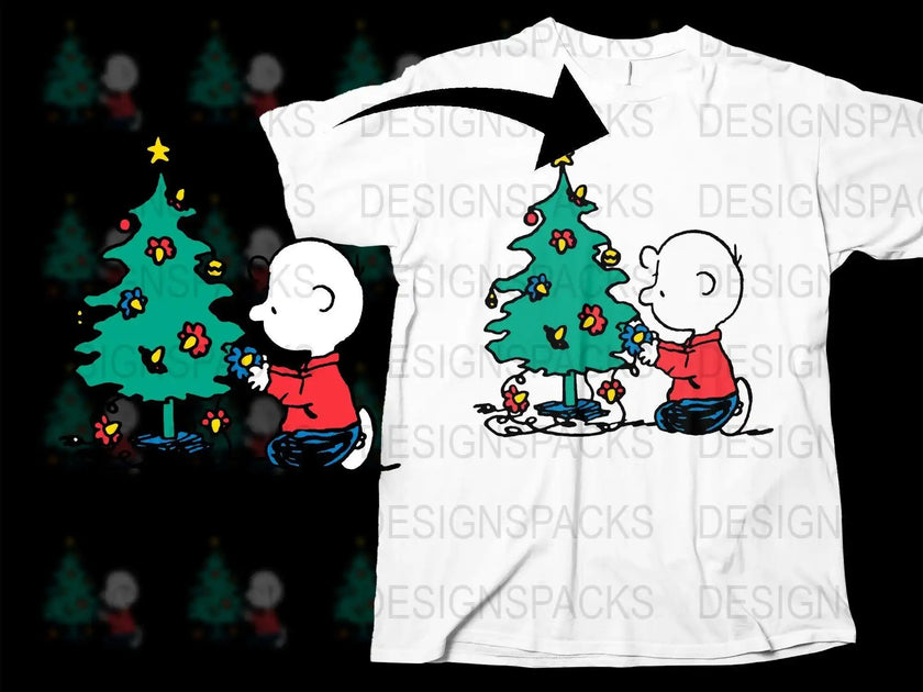 Charlie Brown Decorating Christmas Tree Png Digital Download