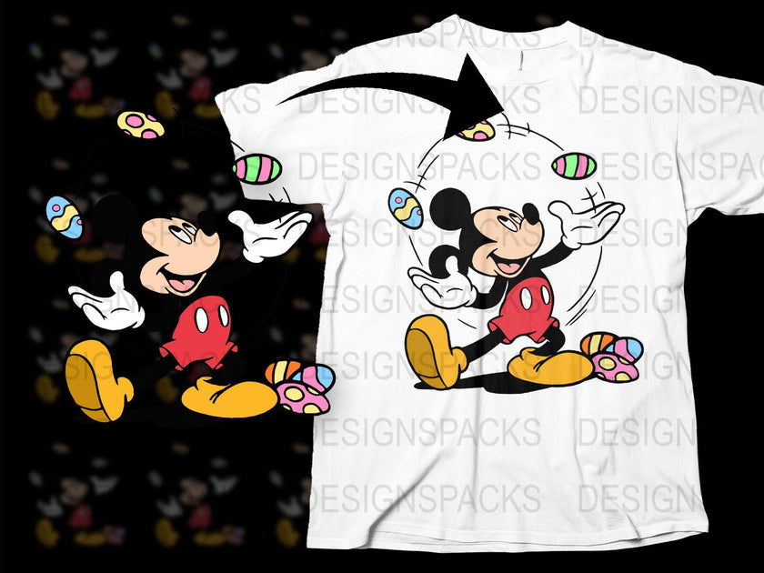Mickey Mouse Juggling Easter Eggs Graphic Png Digital Download