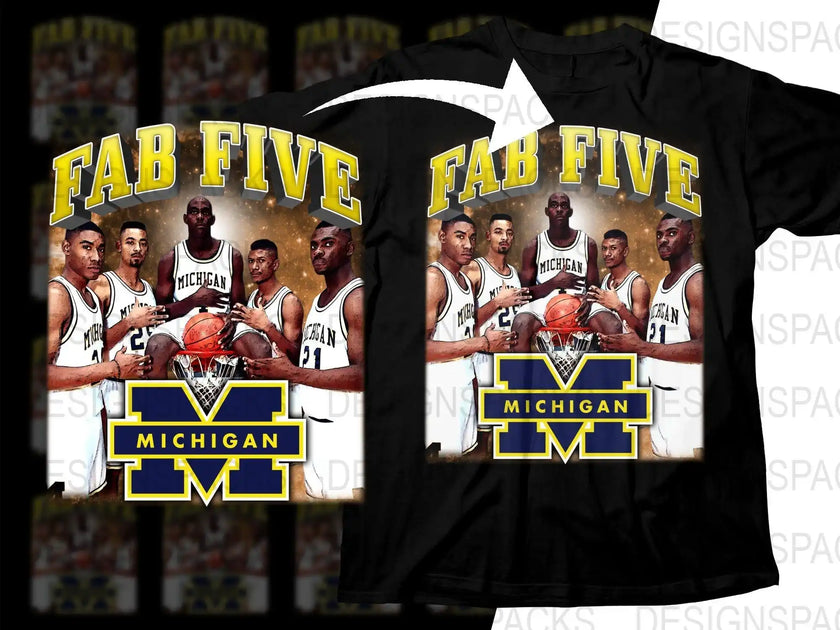 Michigan Fab Five Basketball Team Legends Bootleg Png Digital Download