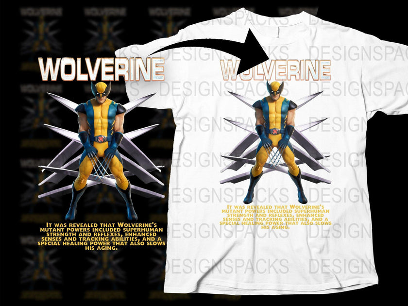 Wolverine Character Design Graphic Png Digital Download