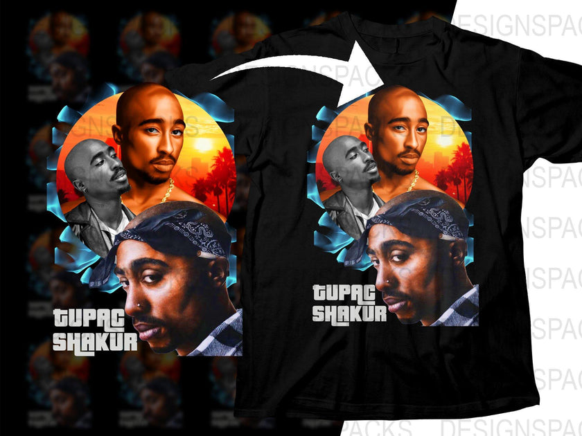 Iconic Montage Of Tupac Shakur Design Png Digital Download