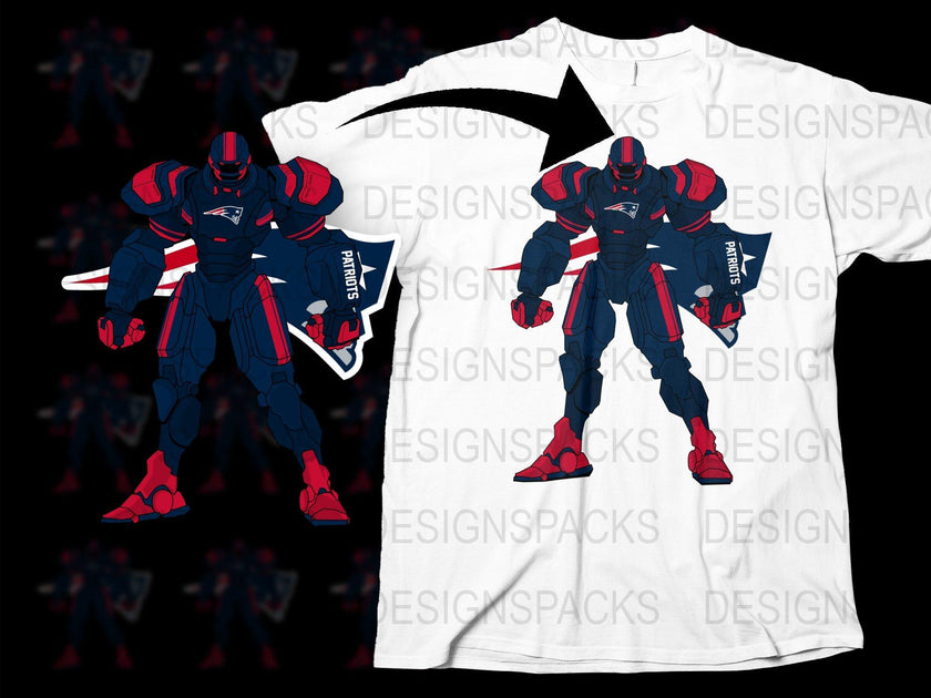 New England Patriots Robot Design Png Digital Download