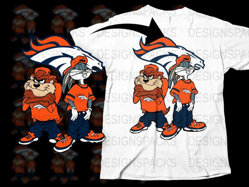 Bugs Bunny and Tazz Football Fans Png Digital Download