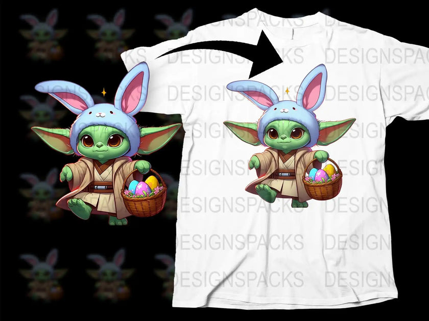 Baby Yoda Easter Bunny Costume Graphic Png Digital Download