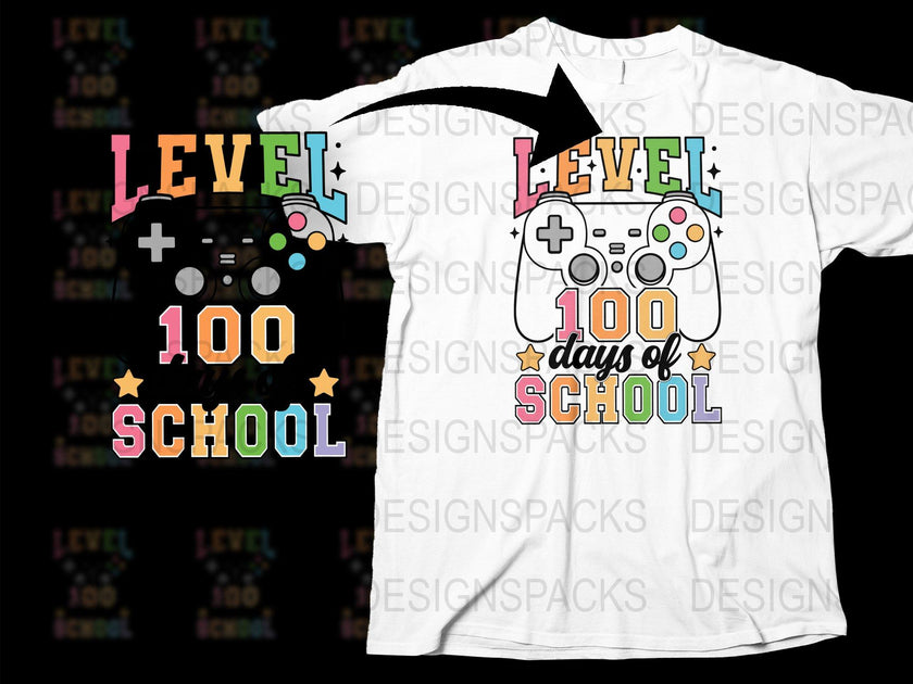 Level Up 100 Days of School Student Kids Png Digital Download