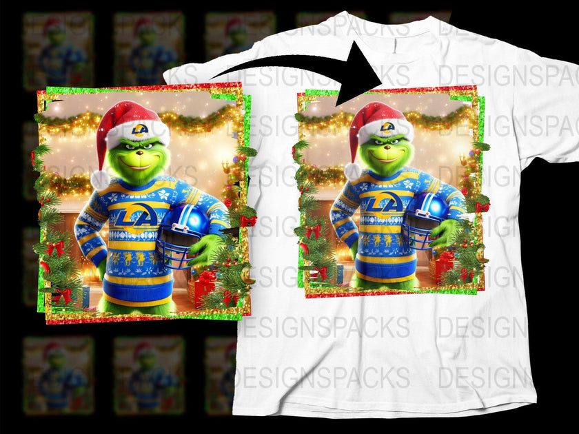 Christmas Themed LA Rams Grinch Character Png Digital Download