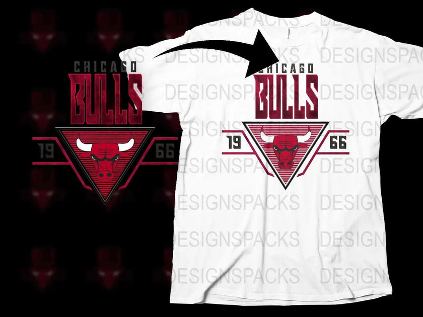 Chicago Bulls 1966 Retro Team Logo Classic Png Digital Download