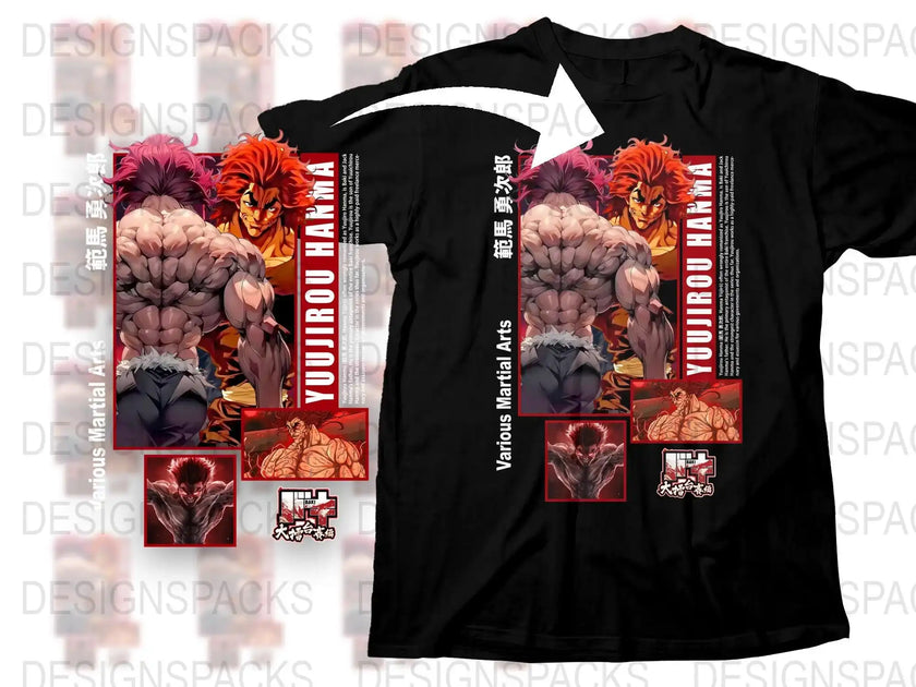 Yujiro Hanma from Baki Powerful Anime Fight Scene Png Digital Download