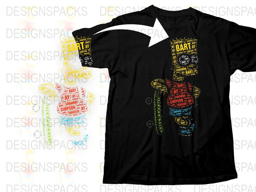 Caligrama Colorful Bart Simpson Word Png Digital Download