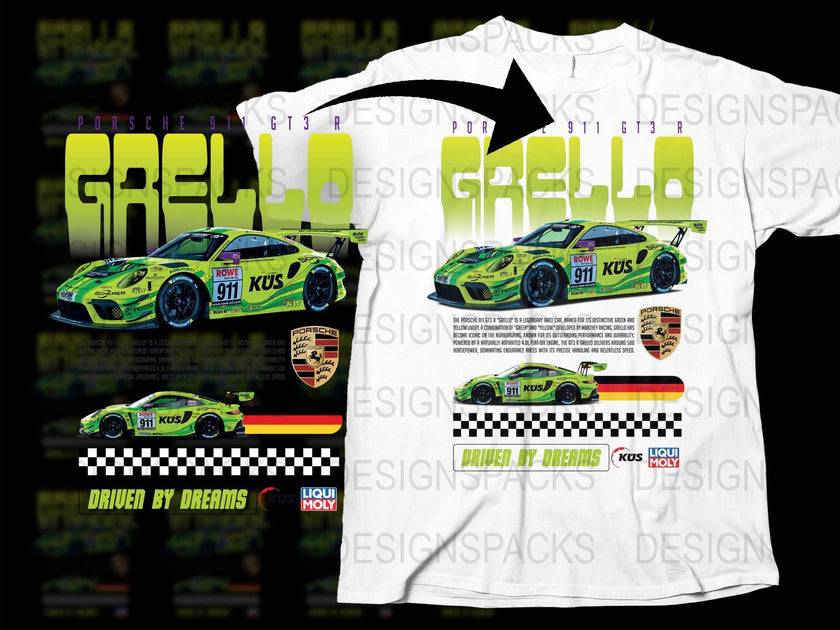 Legendary Grello Porsche 911 GT3 R Graphic Png Digital Download