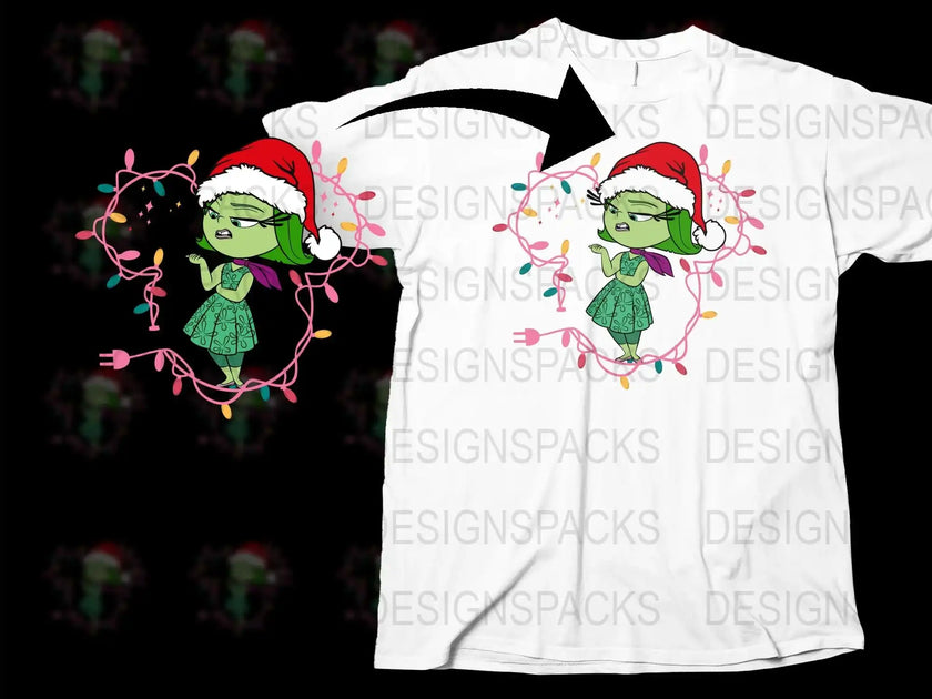 Disgust From Inside Out Christmas Lights Santa Hat Christmas Png Digit