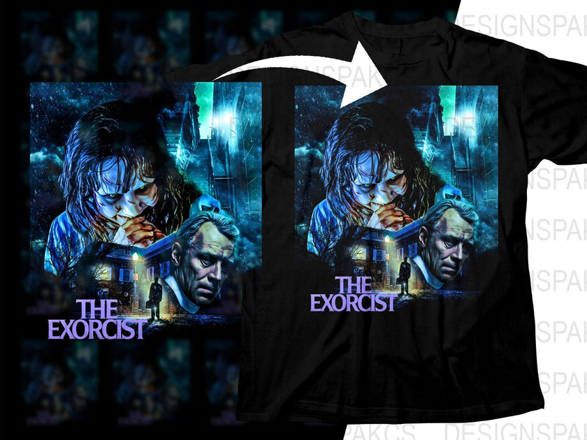 The Exorcist Themed Halloween Scary Movie Halftone Png Digital Downloa