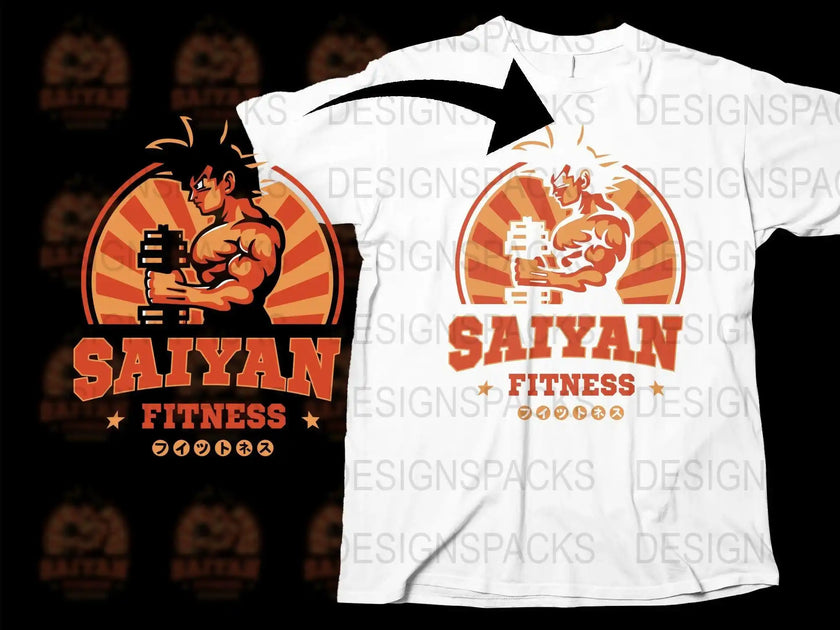Saiyan Fitness Muscle Power Graphic Png Digital Download