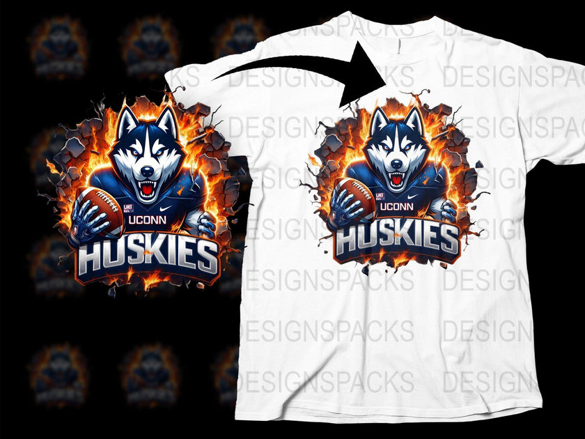UConn Huskies Breaking Through Graphic Design Png Digital Download