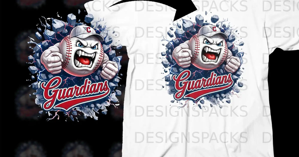 Guardians Angry Baseball Mascot Breakout Png Digital Download ...