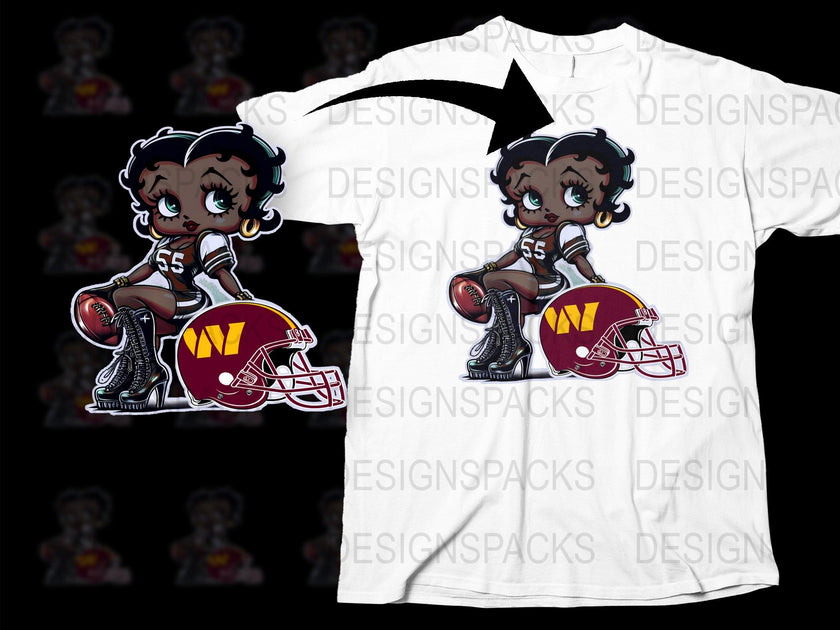 Washington Commanders Cartoon Character Graphic Png Digital Download