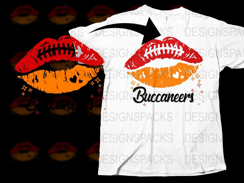 Buccaneers Lip Print Graphic NFL Fan Png Digital Download
