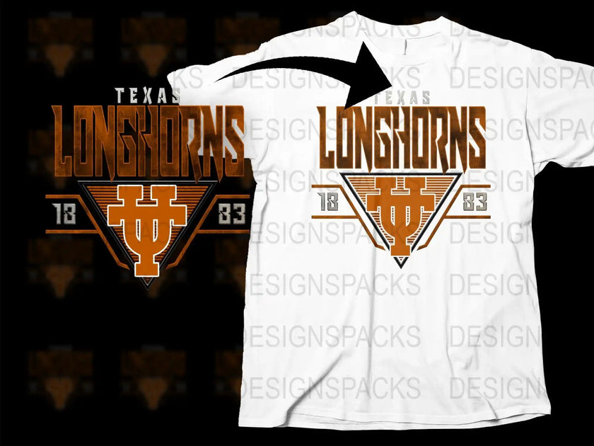 Vintage Texas Longhorns 1883 Classic Logo Png Digital Download