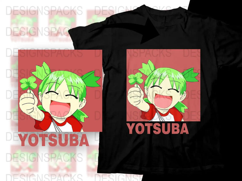 Yotsuba Four Leaf Clover Illustration Png Digital Download