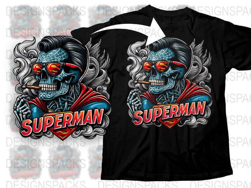 Edgy Superman Skull Graphic Png Digital Download