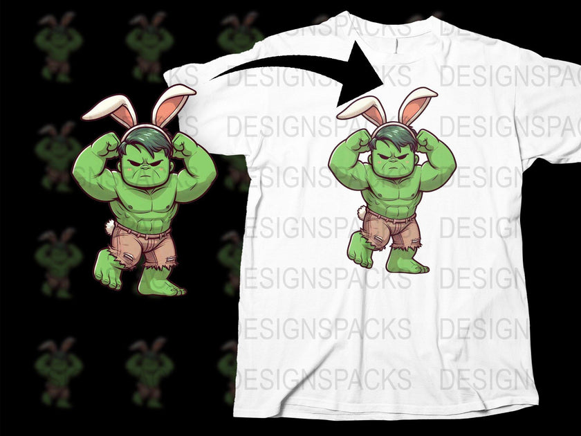 Hulk Bunny Easter Celebration Muscle Flex Png Digital Download