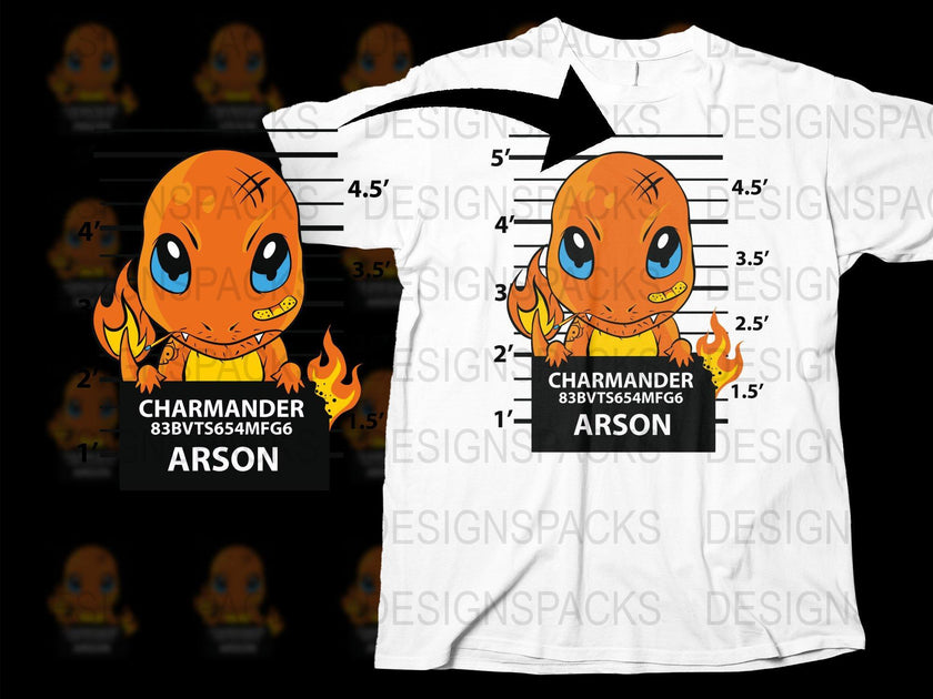 Cute Flamethrower Charmander Mugshot Unisex Png Digital Download