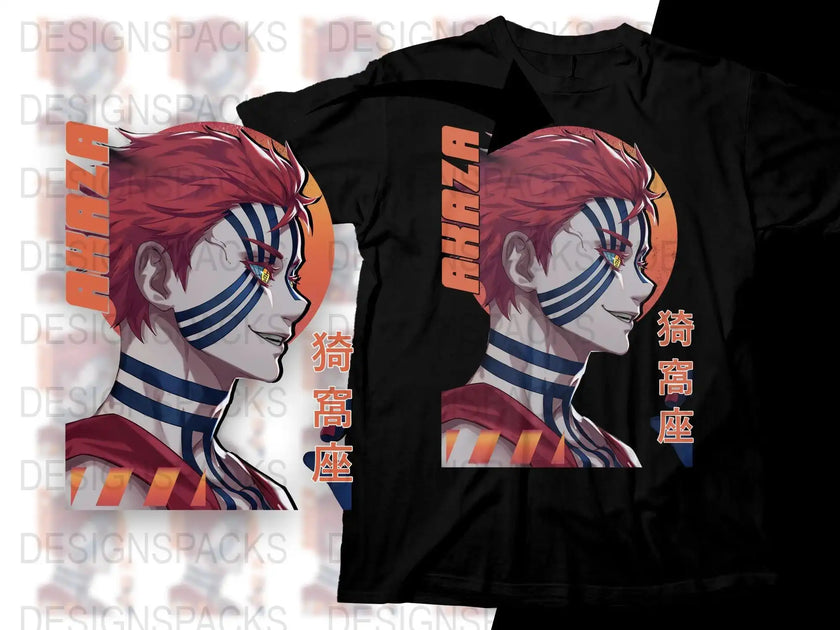 Akaza Side Profile Design Anime Fan Art Png Digital Download