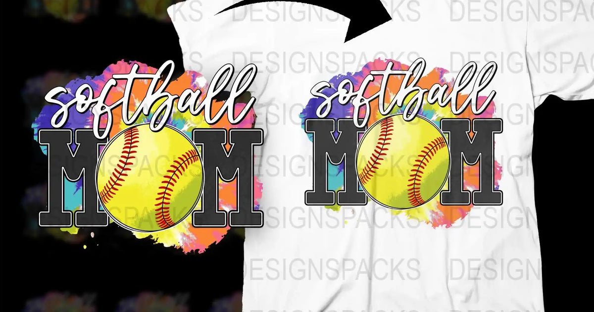 Softball Mom with Colorful Background for Passionate Mothers Png Digit ...