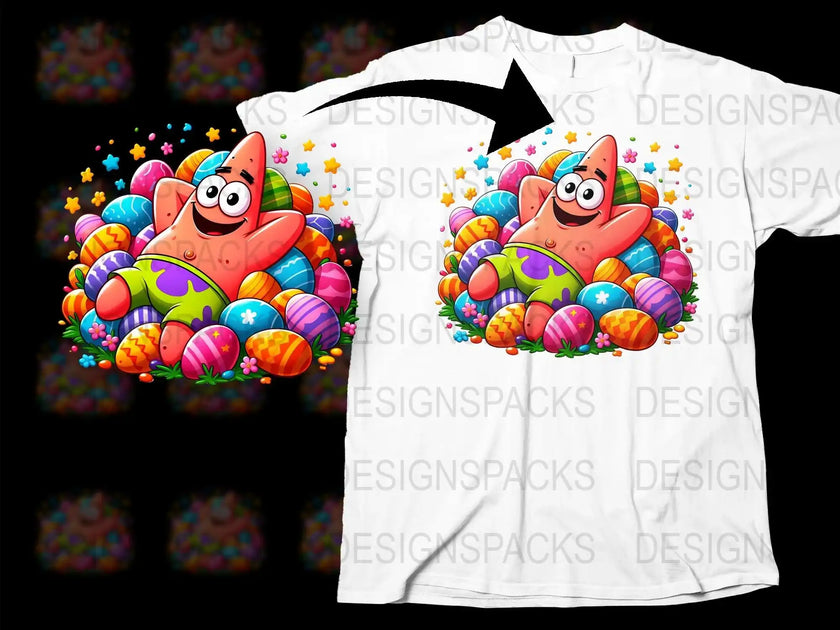 Colorful Easter Egg Surprise Patrick Star Png Digital Download