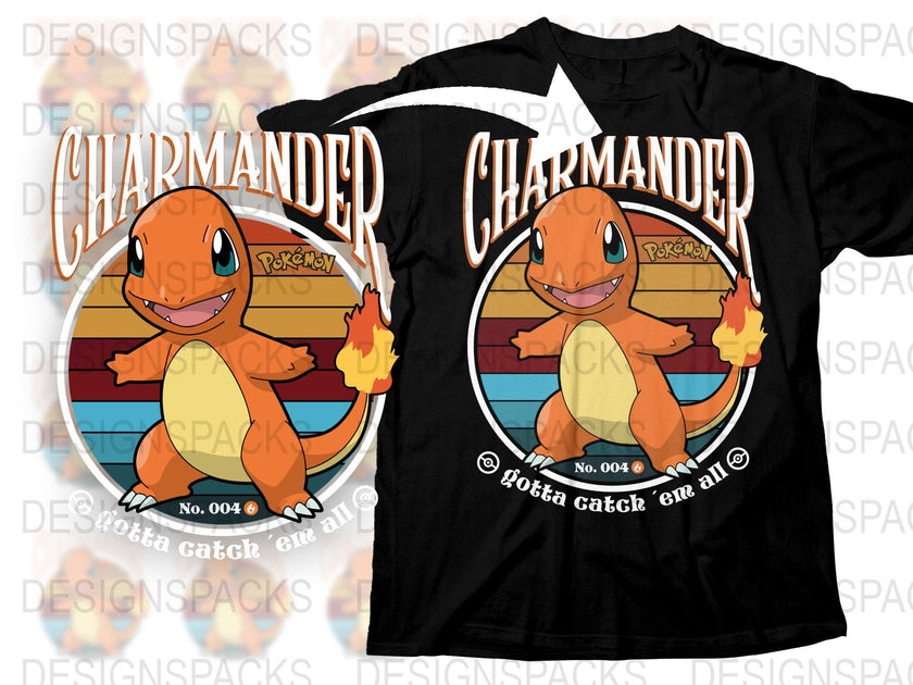 Colorful Classic Charmander Retro Style Png Digital Download