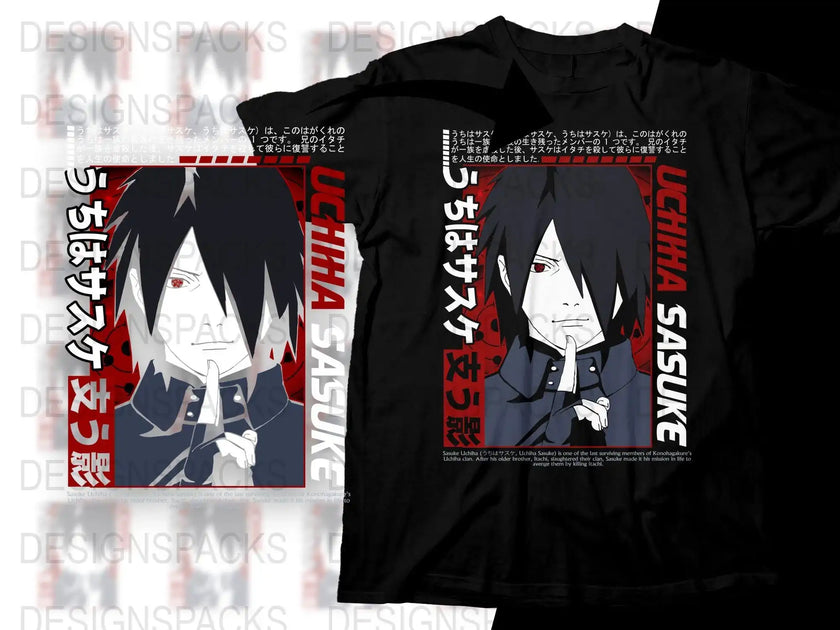 Uchiha Sasuke Cool Graphic Anime Design Png Digital Download