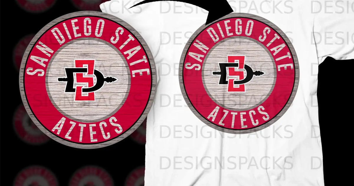 San Diego State Aztecs Round Wood Texture Design Png Digital Download ...