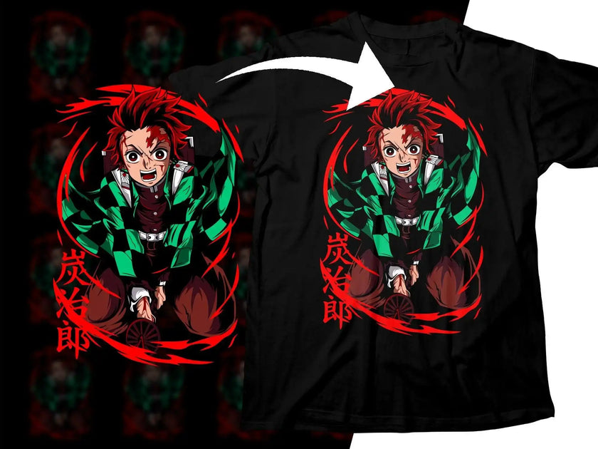 Demon Slayer Tanjiro Kamamdo Action-Packed Manga Design Png Digital Do