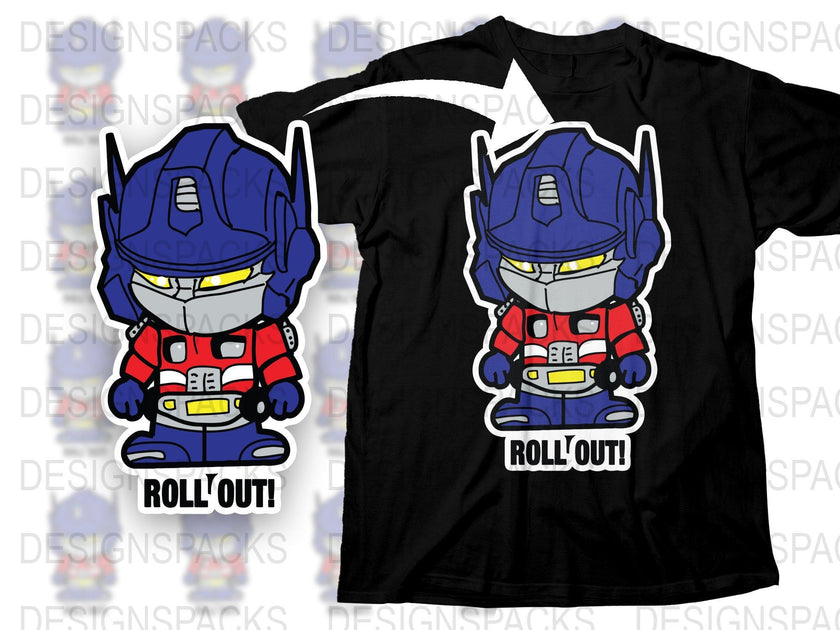 Cute Robot Character Roll Out Png Digital Download