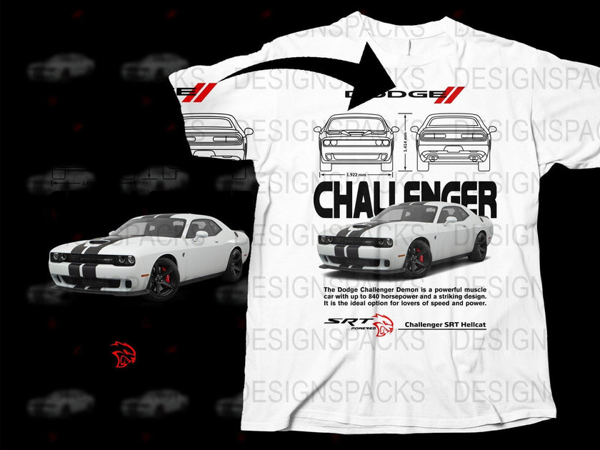 Blueprint Dodge Challenger SRT Hellcat Car Png Digital Download