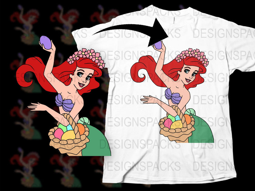 Ariel Easter Egg Hunt Cartoon Png Digital Download