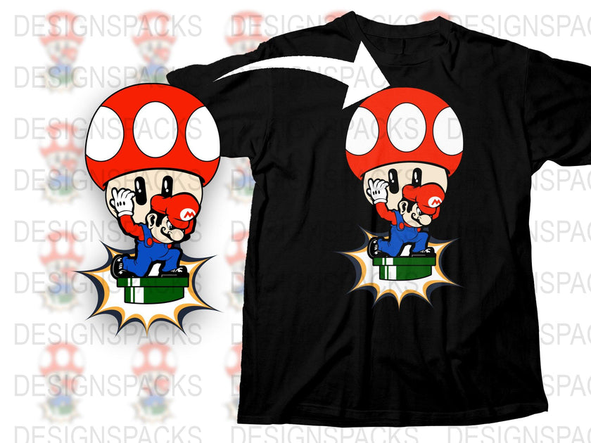 Super Mario Jumping Over Pipe Graphic Png Digital Download