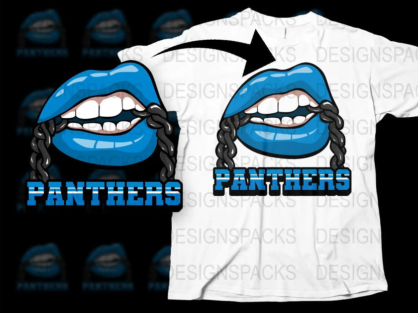 Panthers Zipper Lips Graphic Design Png Digital Download