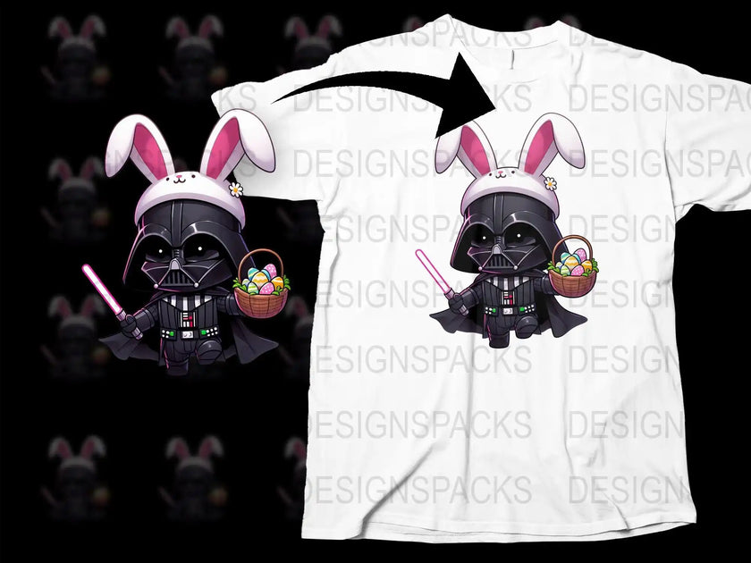 Cute Darth Vader Easter Bunny Design Png Digital Download
