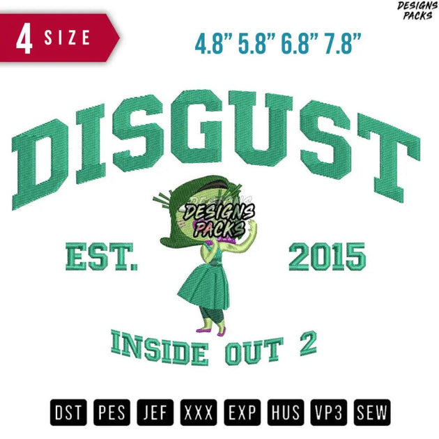 Disgust Est 2015 Inside out Cartoon Embroidery Design